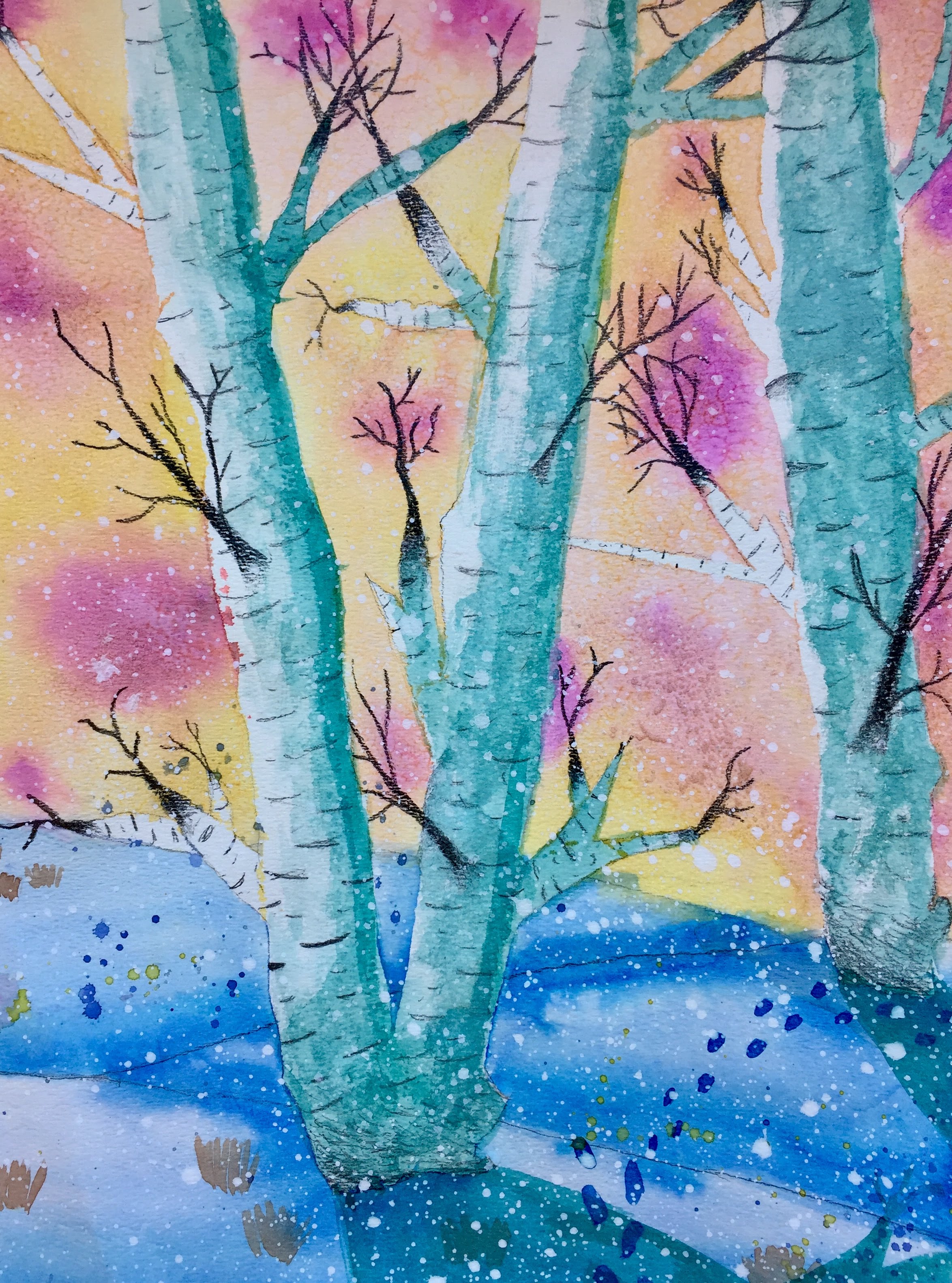 Masking Tape Birch Tree Paintings | Ms. Amsler's Artroom