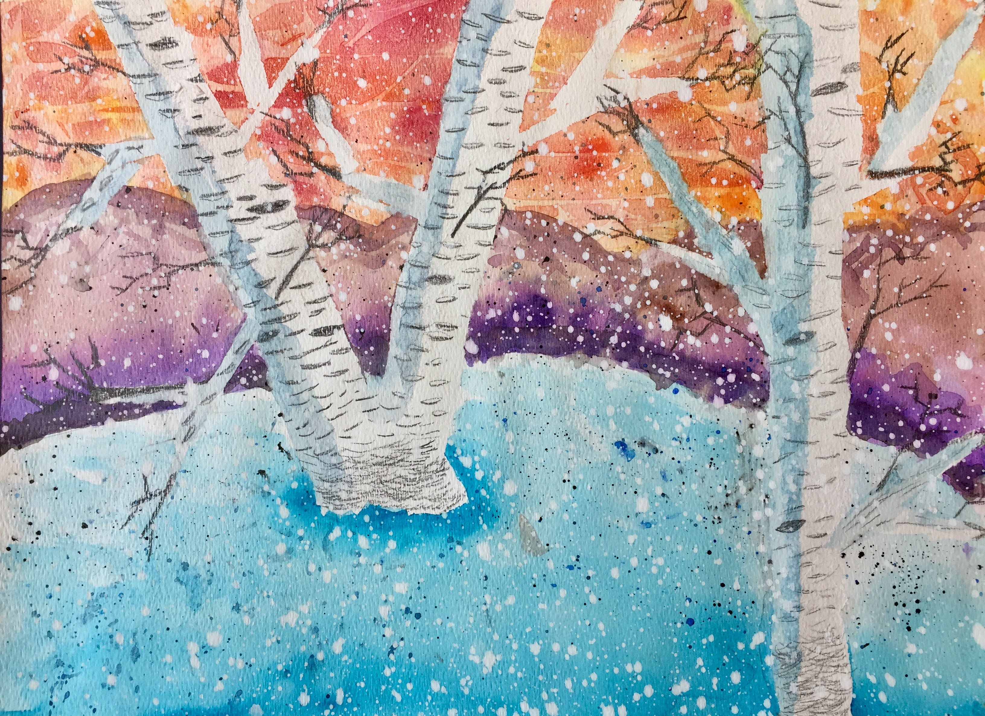 Masking Tape Birch Tree Paintings | Ms. Amsler's Artroom