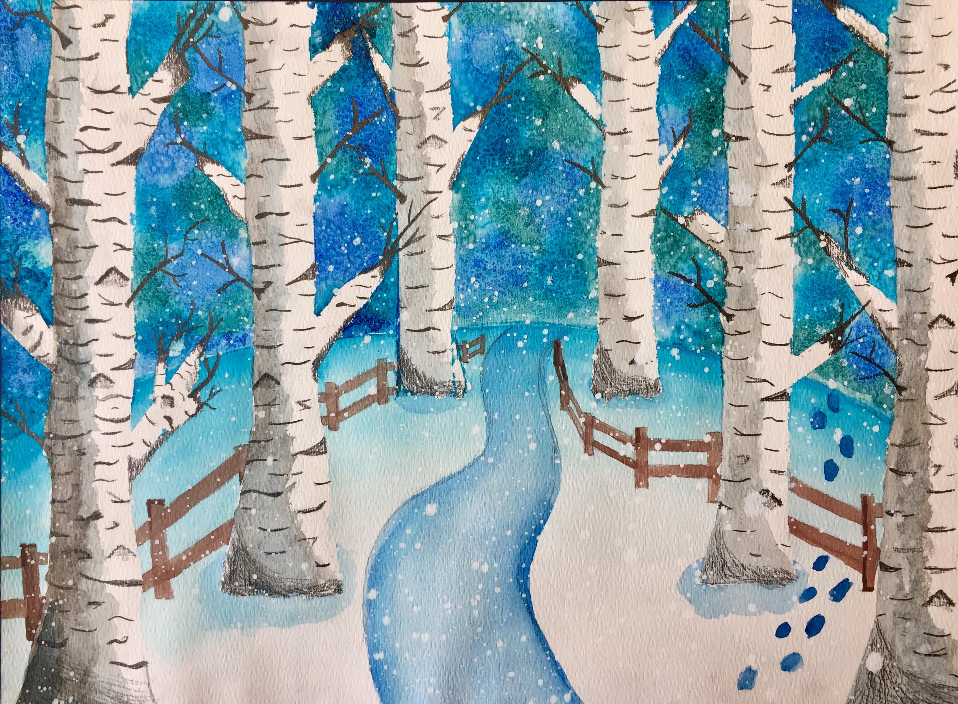 Masking Tape Birch Tree Paintings | Ms. Amsler's Artroom