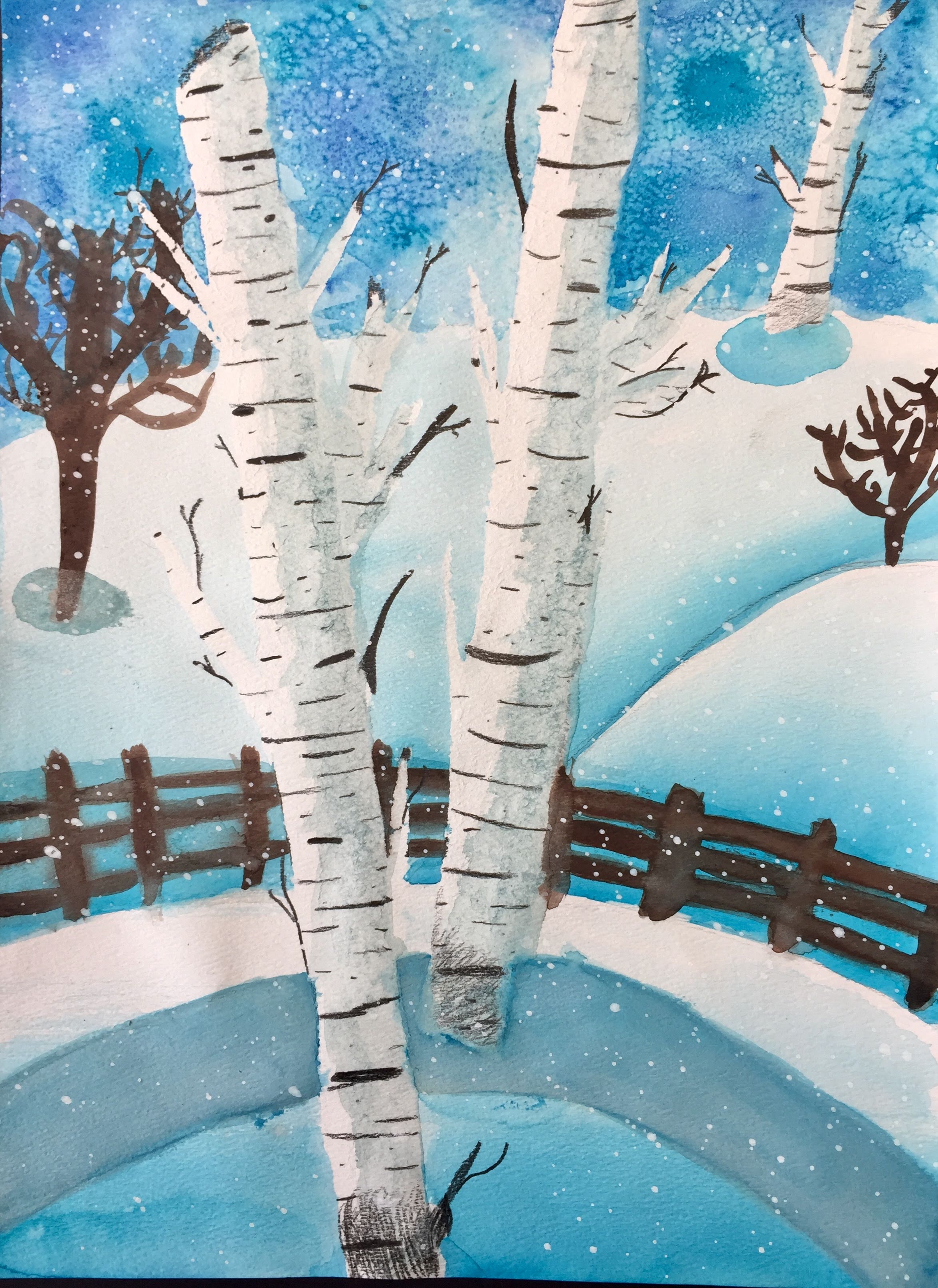 Masking Tape Birch Tree Paintings | Ms. Amsler's Artroom