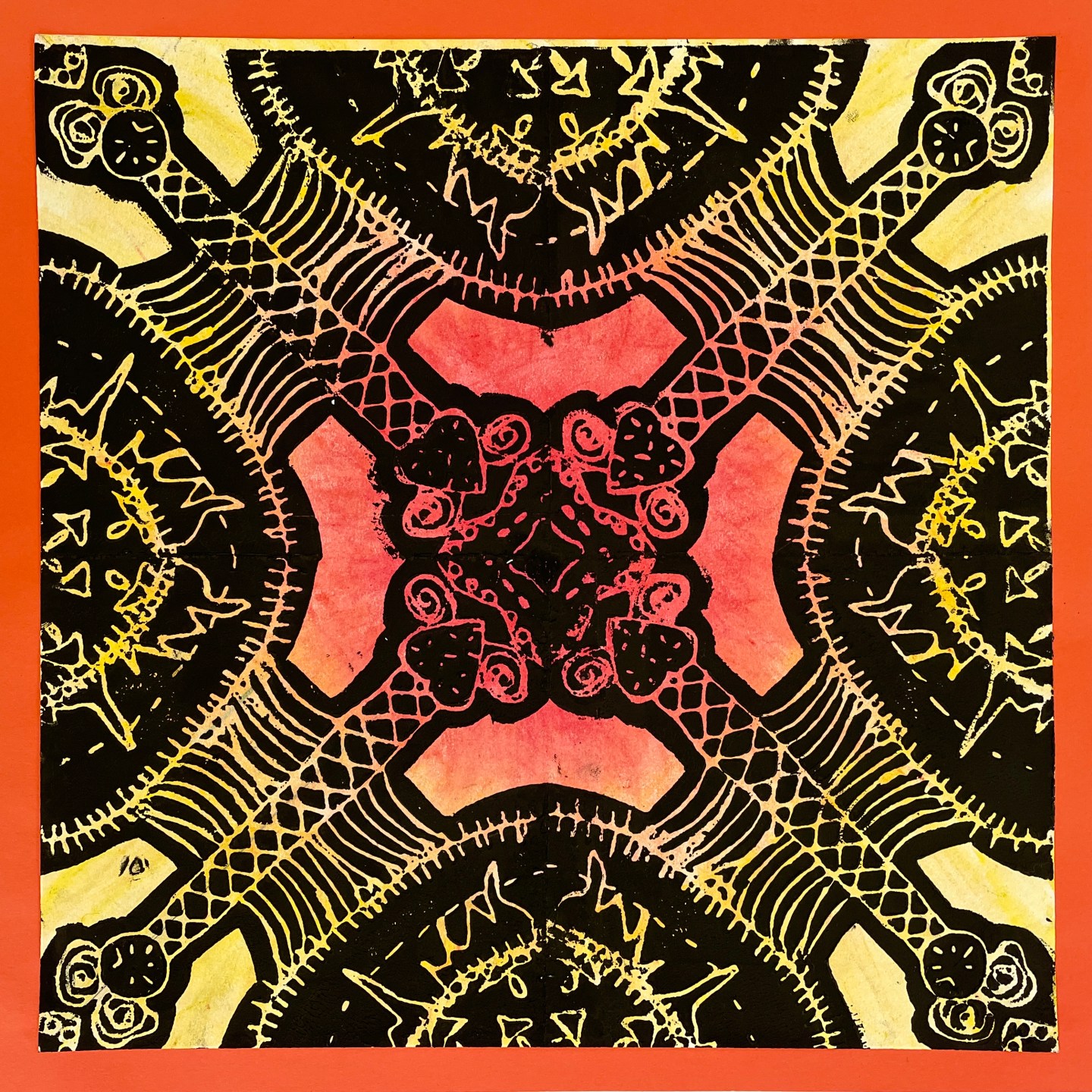 Radial Symmetry Prints on Oil Pastel | Ms. Amsler's Artroom