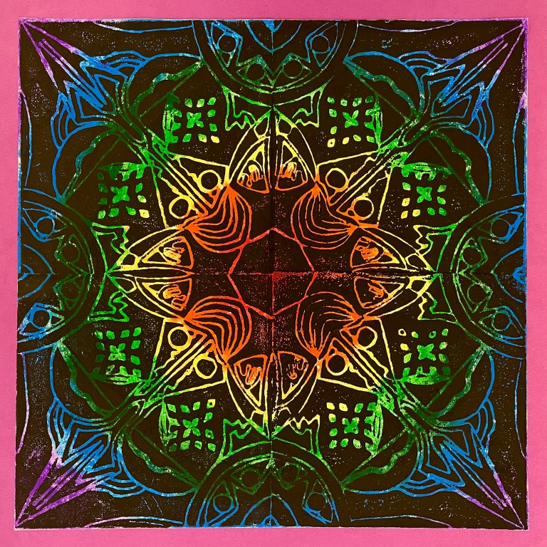 Radial Symmetry Prints on Oil Pastel | Ms. Amsler's Artroom