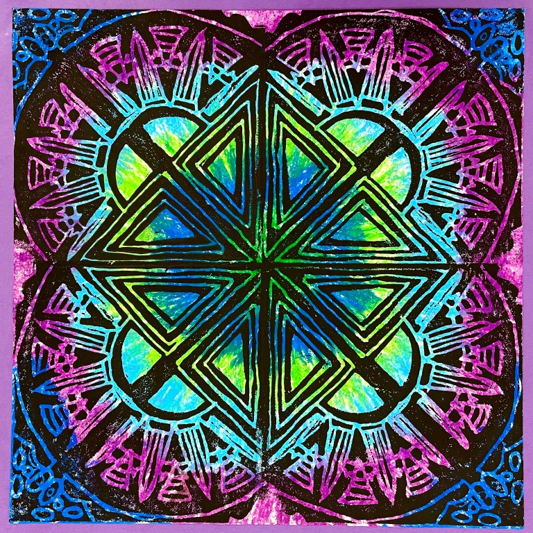 Radial Symmetry Prints on Oil Pastel | Ms. Amsler's Artroom